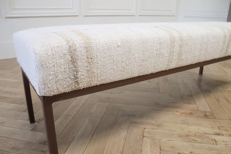 Custom Iron and Vintage Rug Upholstered Bench at 1stDibs | rug bench ...