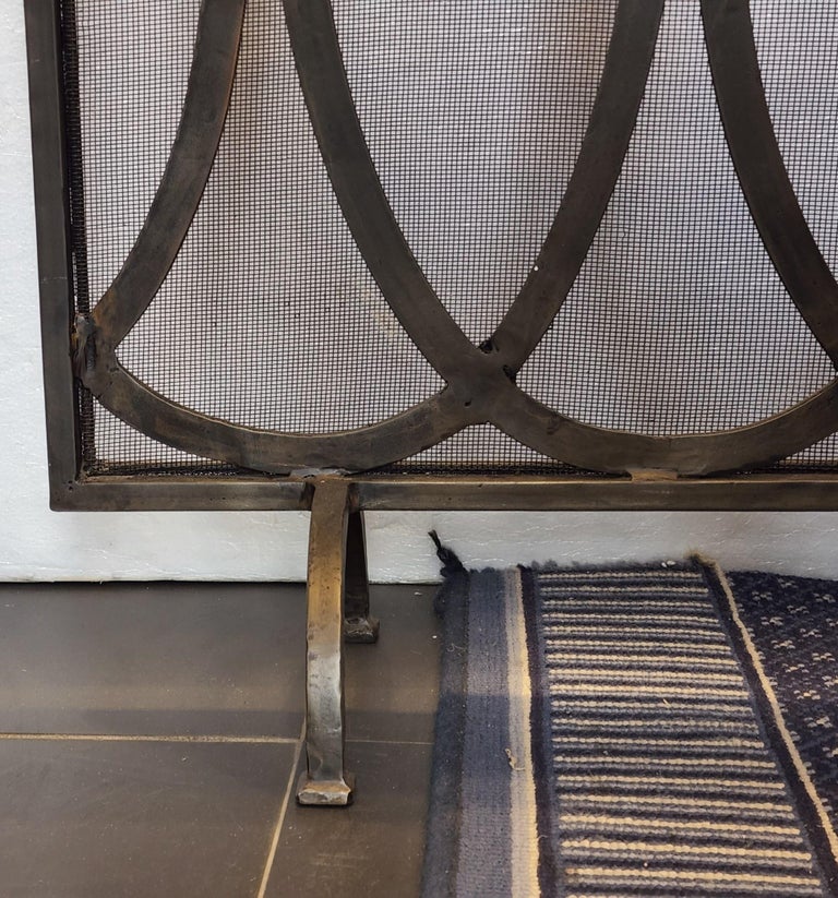Custom Iron Pattern Fire Screen For Sale at 1stDibs