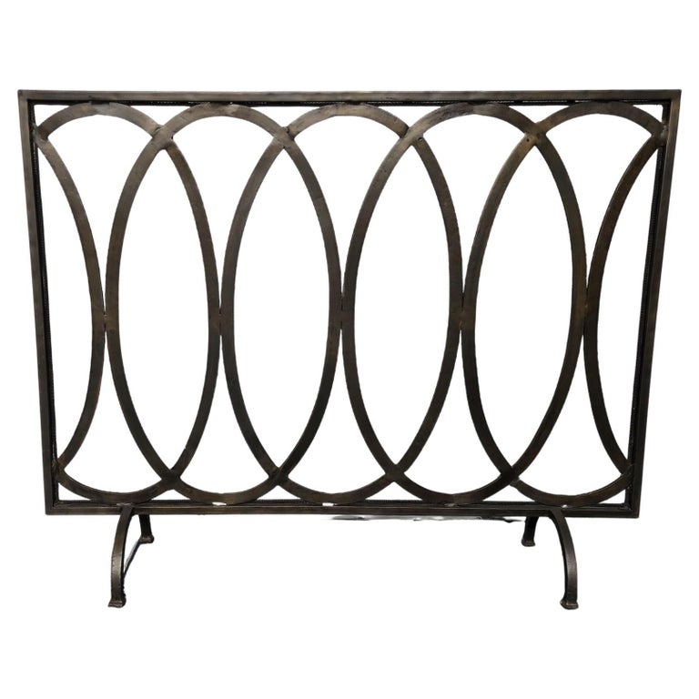 Custom Iron Pattern Fire Screen For Sale at 1stDibs