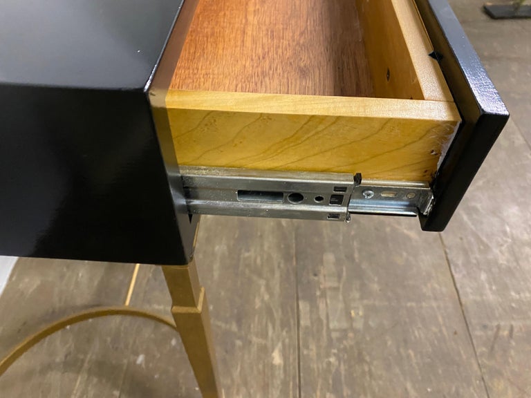 Custom Lacquered Desk with Gold Toned Metal Base For Sale at 1stDibs