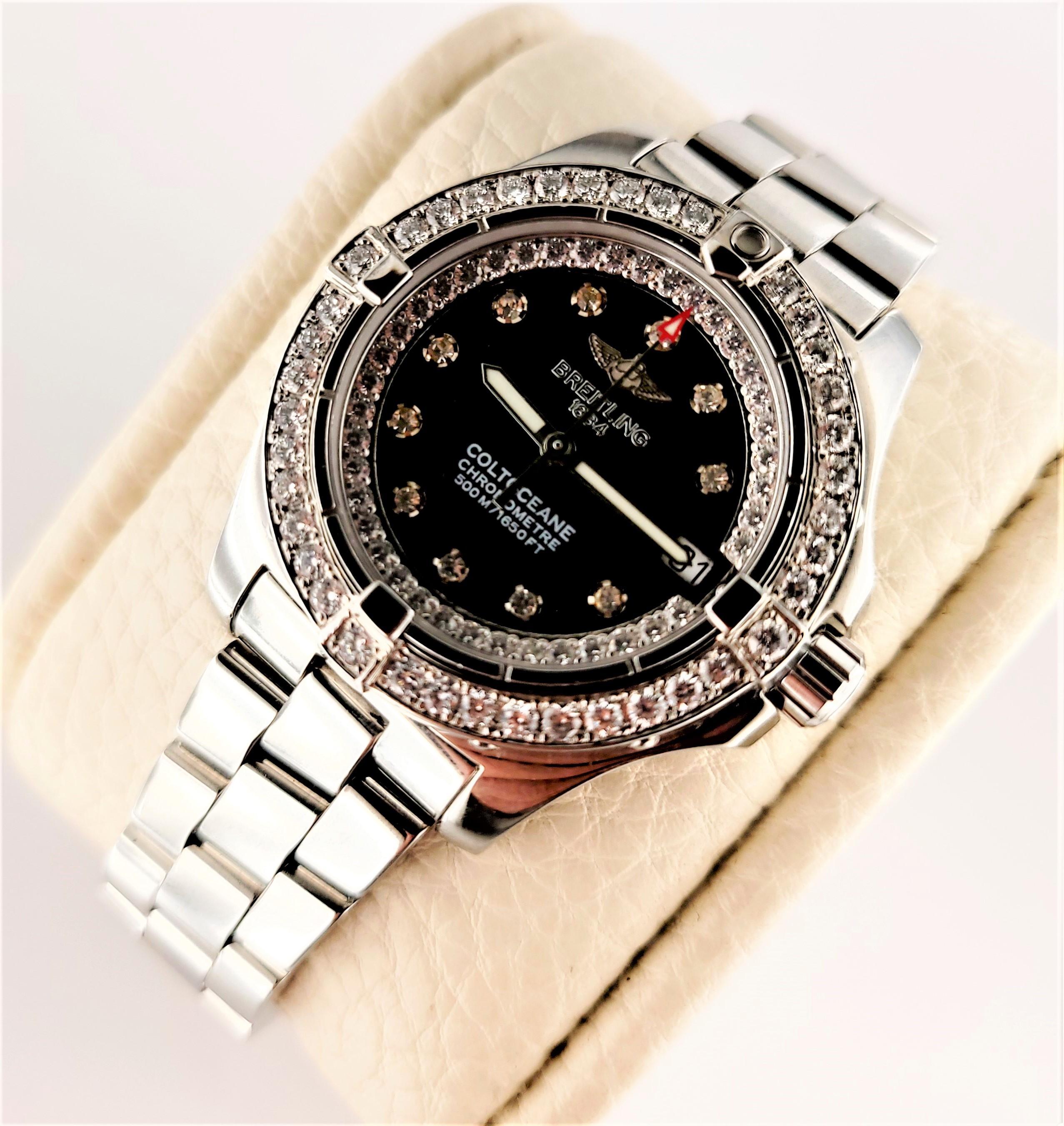 Custom Ladies Breitling Aeromarine Colt A77380 Diamond Watch For Sale ...