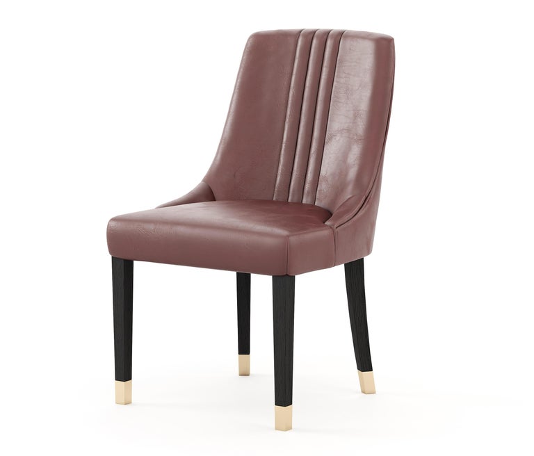 Custom Leather Dining Chair With Channel Tufted Detailing For Sale at ...