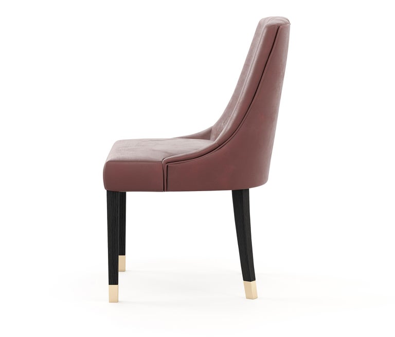 Custom Leather Dining Chair With Channel Tufted Detailing For Sale at ...