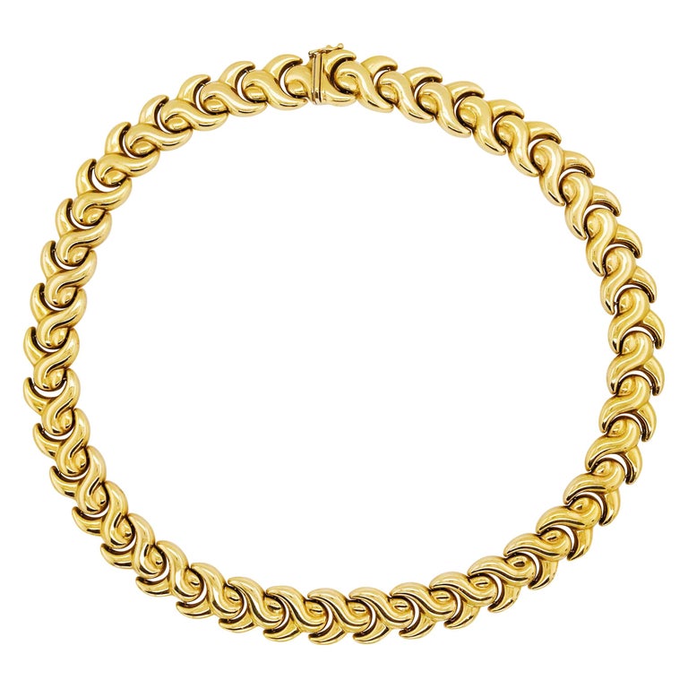 Custom Link Choker Necklace in 14 Karat Yellow Gold, Italian Made Chain ...