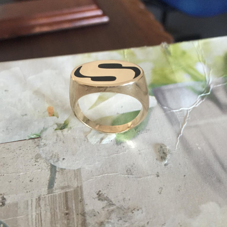 Custom Logo Solid 10K Gold Mens Signet Ring, Choose your ,Initials ...