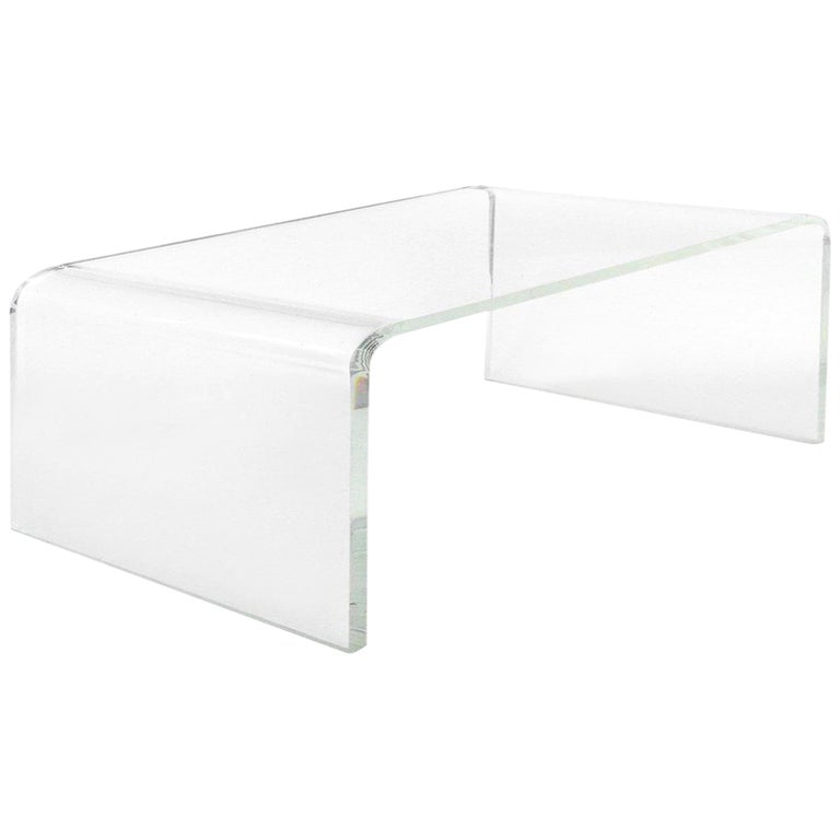 Custom Lucite Waterfall Table or Bench with Curved Sides at 1stDibs