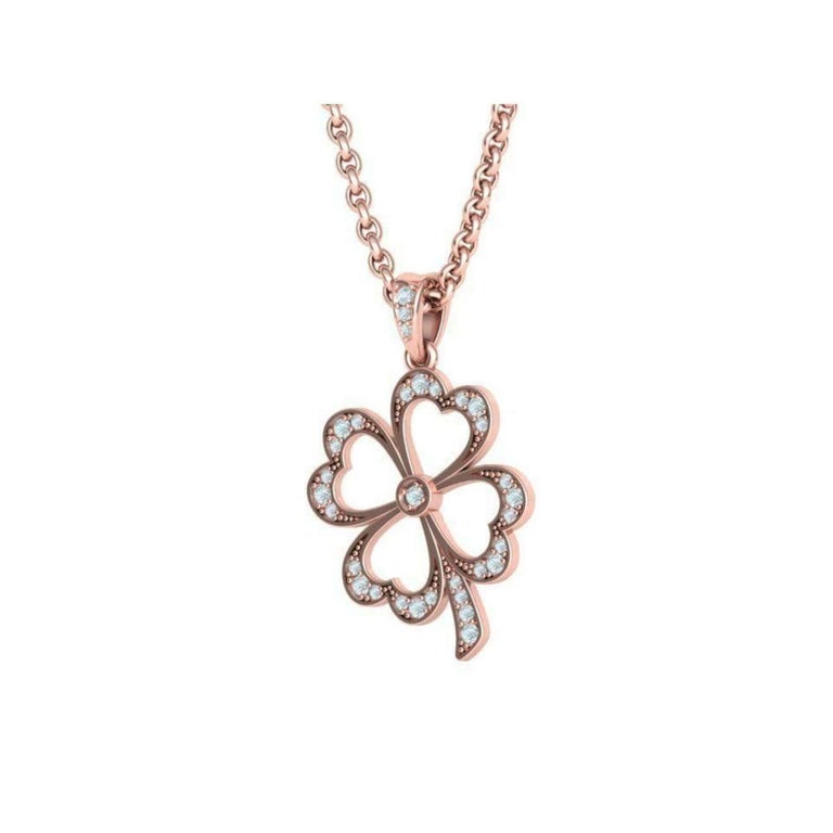 Custom Lucky Four-Leaf Clover Gold and Diamond Necklace Pendant For ...