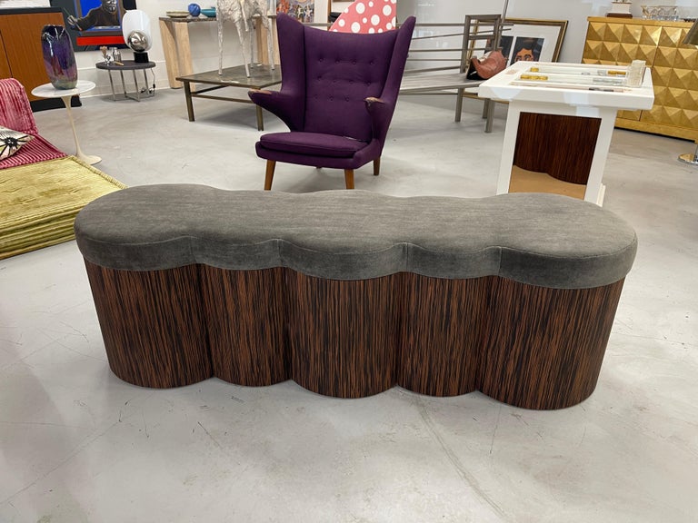 Custom Macassar Ebony and Wool Mohair Bench For Sale at 1stDibs