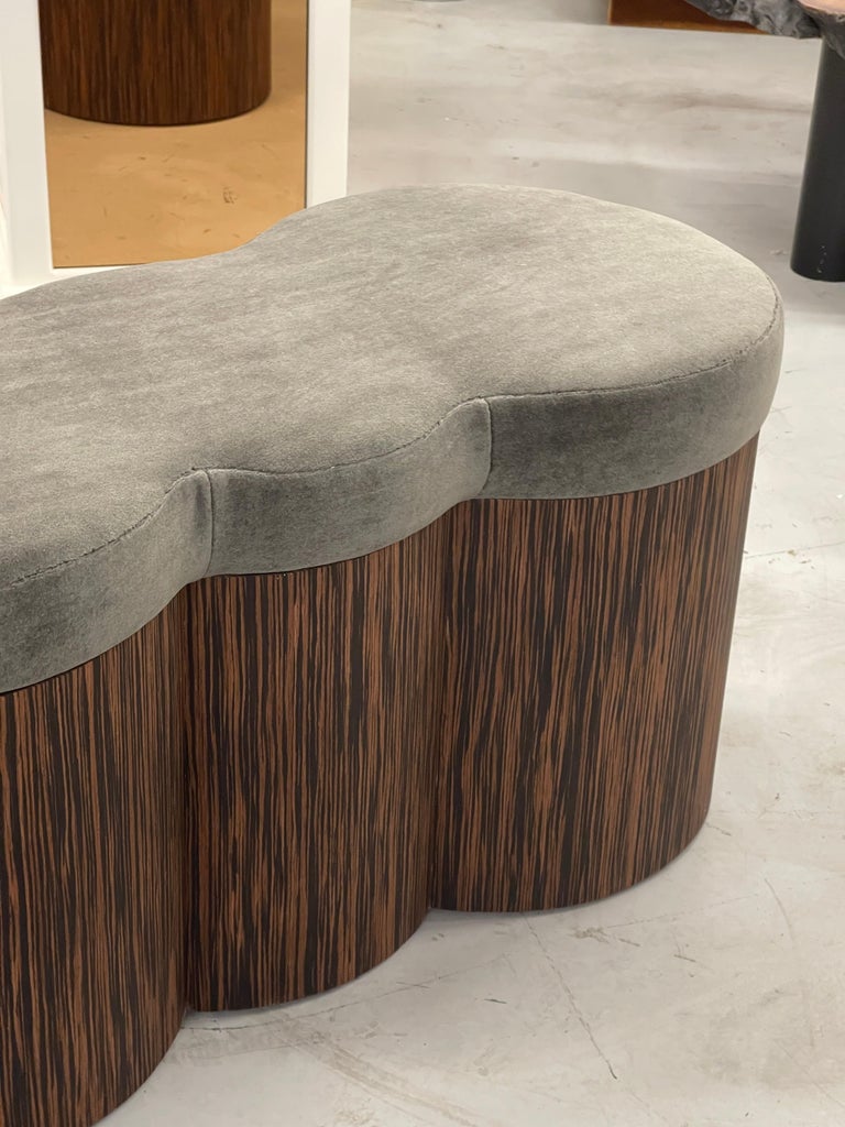 Custom Macassar Ebony and Wool Mohair Bench For Sale at 1stDibs