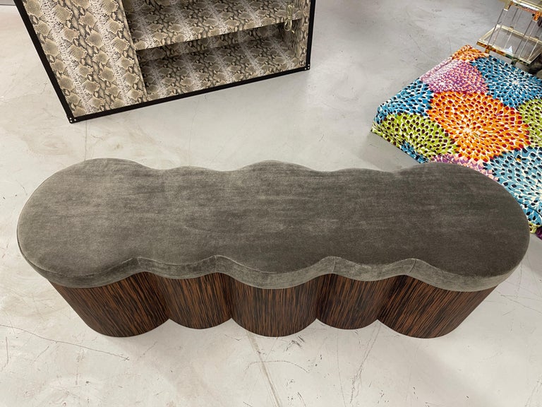 Custom Macassar Ebony and Wool Mohair Bench For Sale at 1stDibs