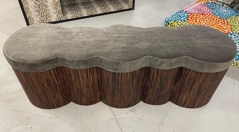 Custom Macassar Ebony and Wool Mohair Bench For Sale at 1stDibs