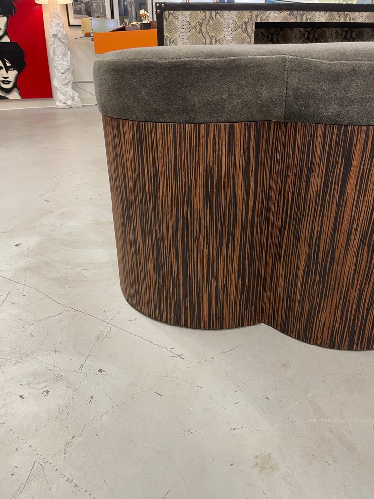 Custom Macassar Ebony and Wool Mohair Bench For Sale at 1stDibs