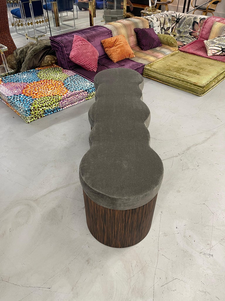 Custom Macassar Ebony and Wool Mohair Bench For Sale at 1stDibs