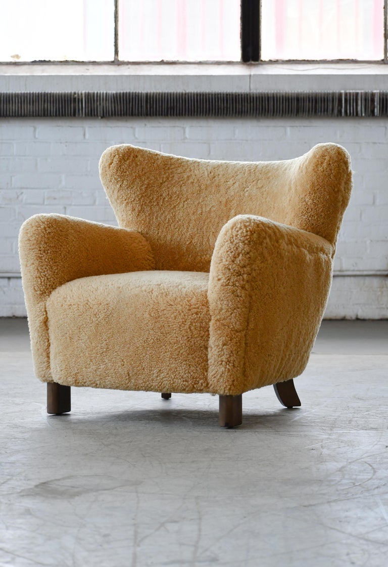 Custom Made 1940's Style Lounge Chair Upholstered in Amber Color ...