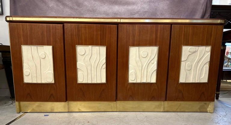Custom Made Artisanal Wood Credenza with handmade Ceramic Inclusions by ...