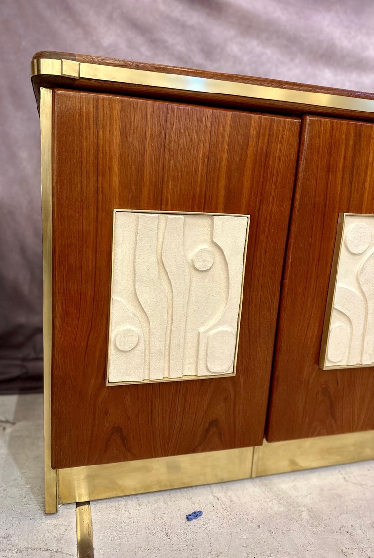 Custom Made Artisanal Wood Credenza with handmade Ceramic Inclusions by ...