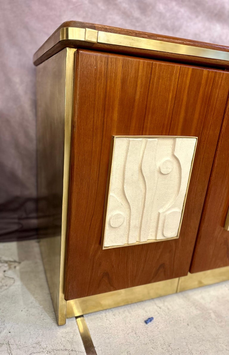 Custom Made Artisanal Wood Credenza with handmade Ceramic Inclusions by ...