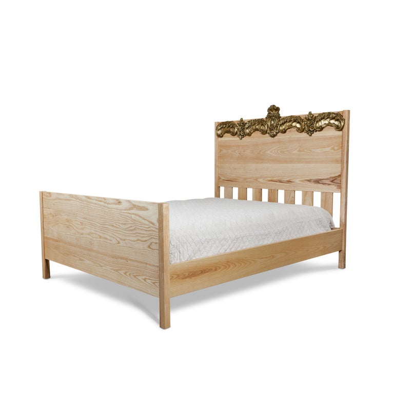 Custom Made Ash Wood Queen Bed For Sale at 1stDibs