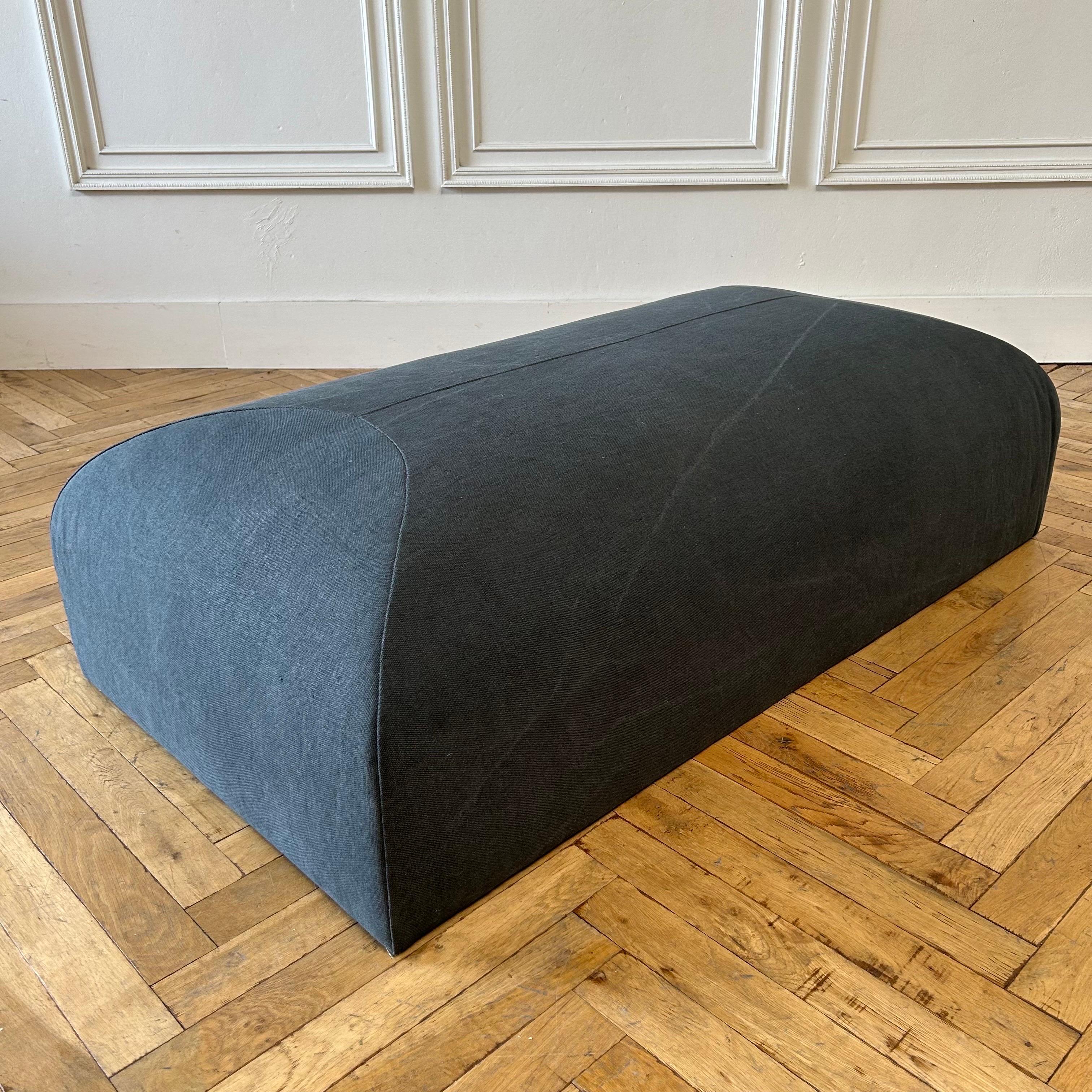 Custom Made Bean Shape Ottoman in Stone Washed Ink Colored Linen For ...