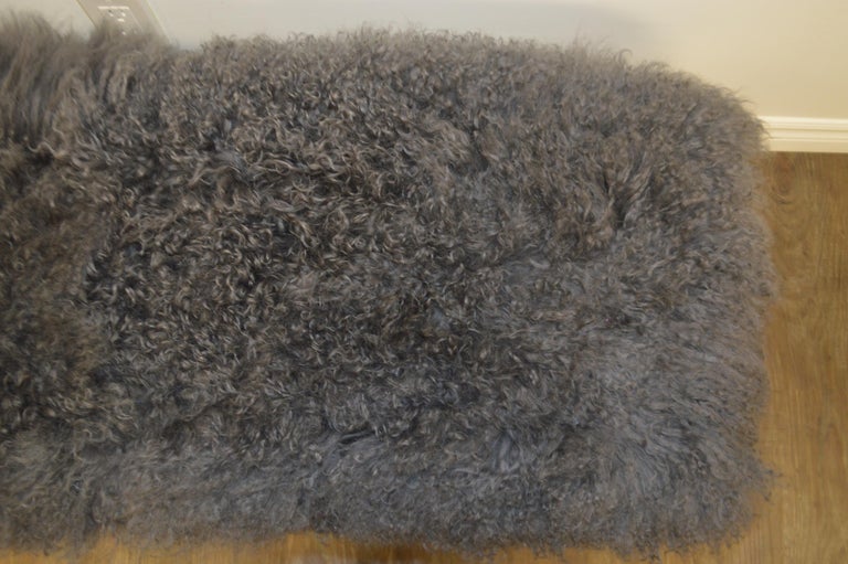 Custom Made Bench Upholstered with a Charcoal Curly Lamb's Wool Skin at ...
