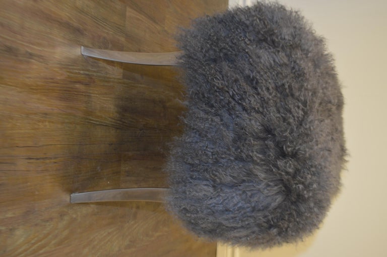 Custom Made Bench Upholstered with a Charcoal Curly Lamb's Wool Skin at ...