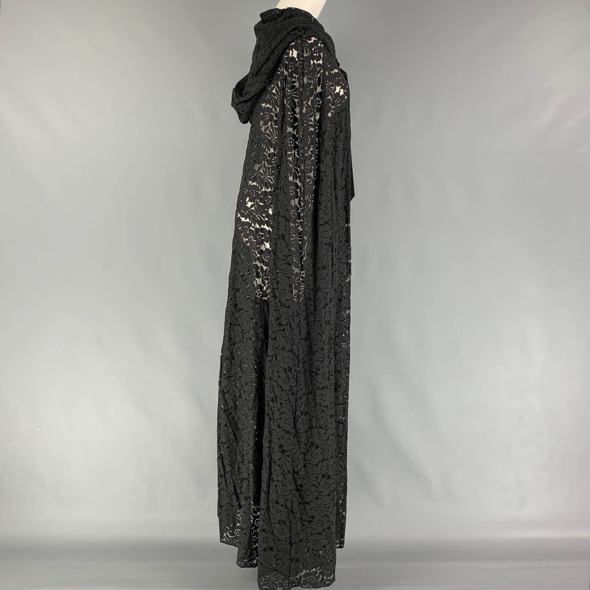 CUSTOM MADE Black Lace Hooded Coat For Sale at 1stDibs