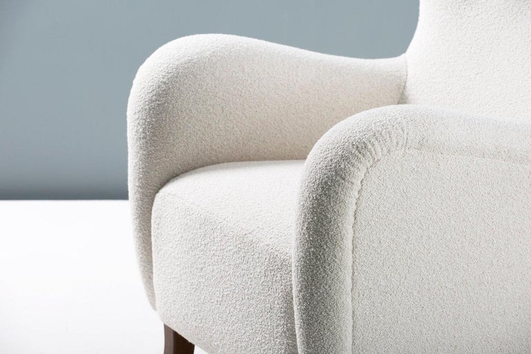 Custom Made Boucle Wing Chair For Sale at 1stDibs