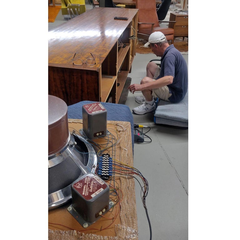 Custom Made Colossal Mid-Century Modern Tambour Door Mahogany Console ...