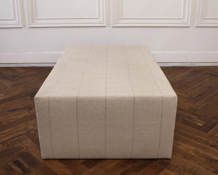 Custom Made Cube Ottoman with Natural Grainsack Style Upholstery at 1stDibs