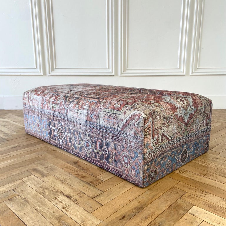 Custom Made Cube Style Rug Cocktail Ottoman For Sale at 1stDibs