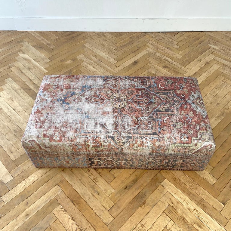 Custom Made Cube Style Rug Cocktail Ottoman For Sale at 1stDibs