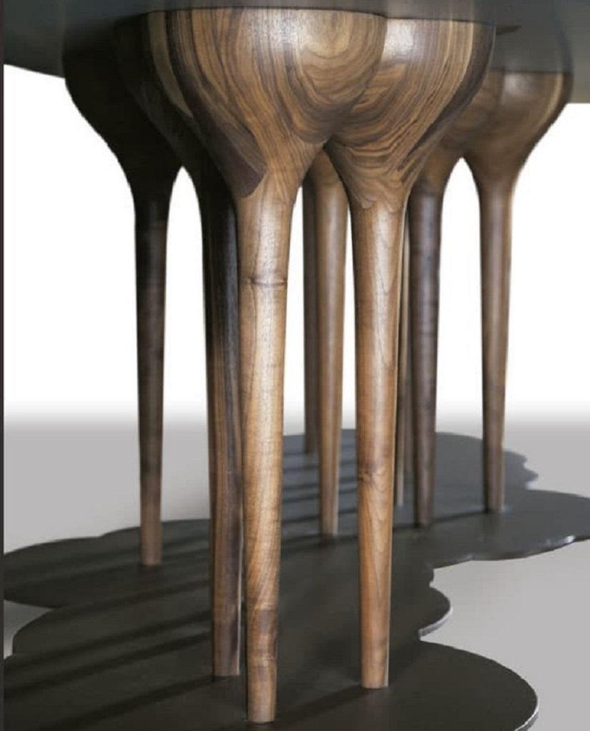 Custom Made Dining Table with Solid Walnut For Sale at 1stDibs