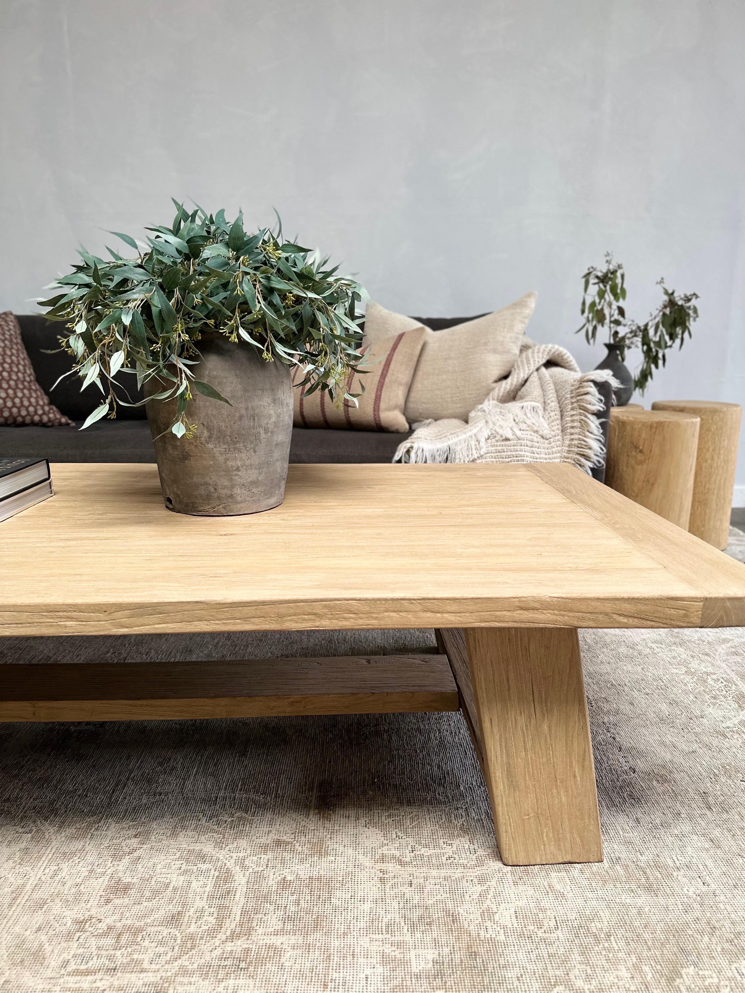 Custom Made Dorado Reclaimed Elm Wood Coffee Table For Sale at 1stDibs