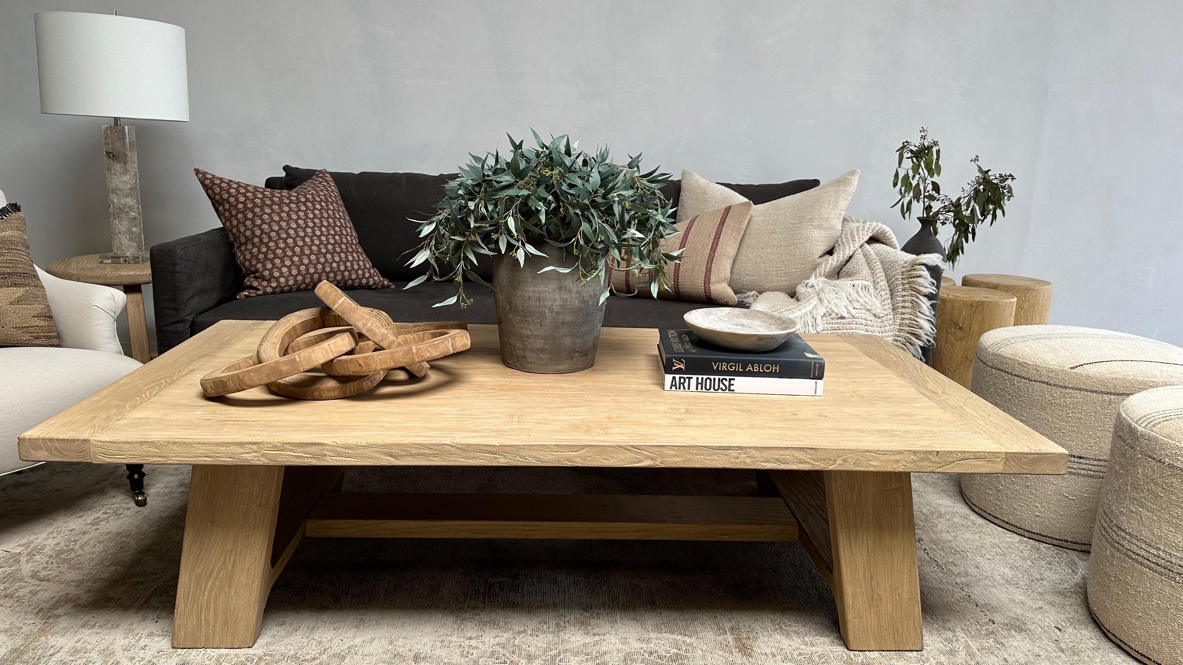 Custom Made Dorado Reclaimed Elm Wood Coffee Table For Sale at 1stDibs