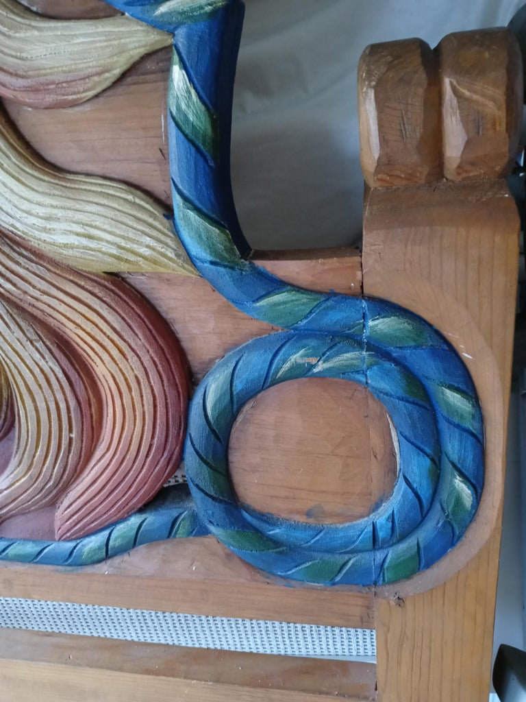 Custom Made Equestrian Double Horse Head Carved Wood King Size ...