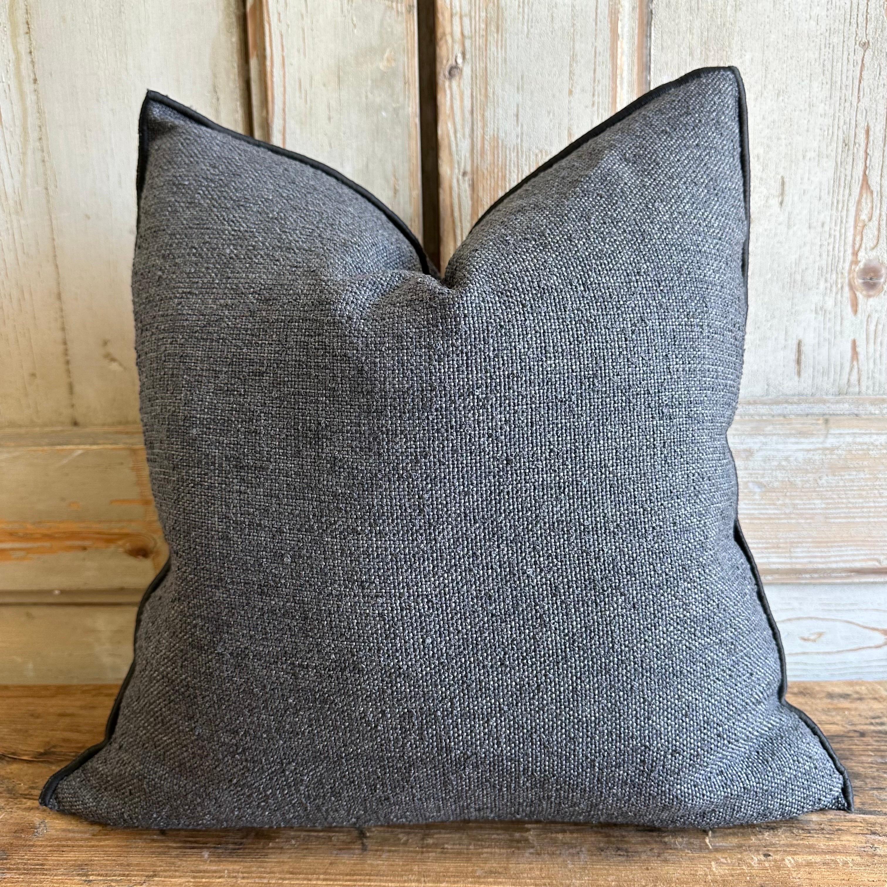 Custom Made French Outdoor Pillows in Natural Textured Outdoor Material ...