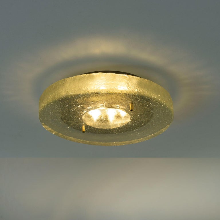 Custom Made Fused Bullseye Glass and Brass Wall Lights or Flush Mounts ...