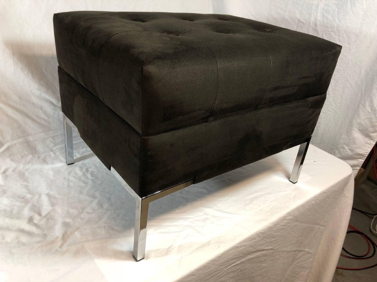 Custom Made Integrated Leg Tufted Velvet Bench For Sale at 1stDibs