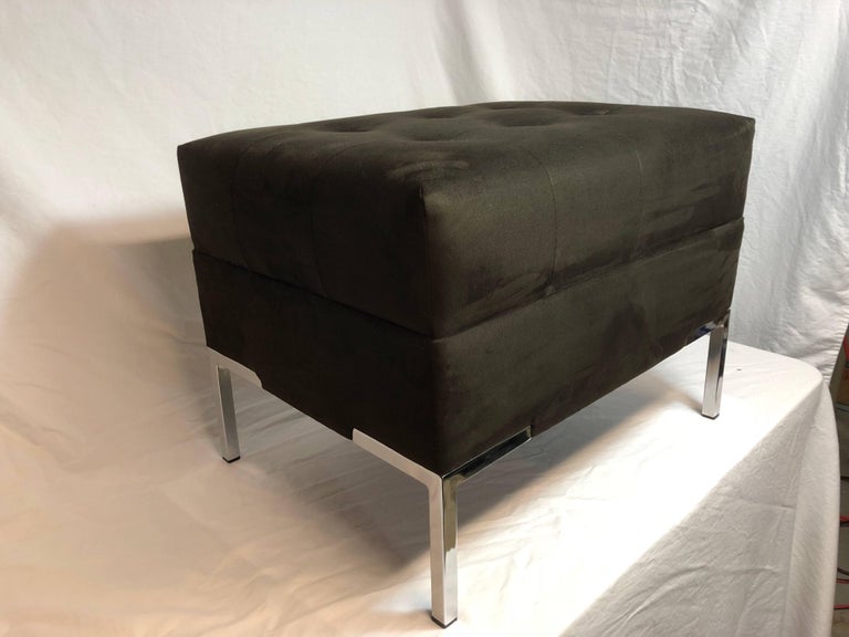 Custom Made Integrated Leg Tufted Velvet Bench For Sale at 1stDibs