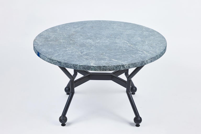 Custom Made Iron Coffee Table with New Round Soapstone Top For Sale at ...