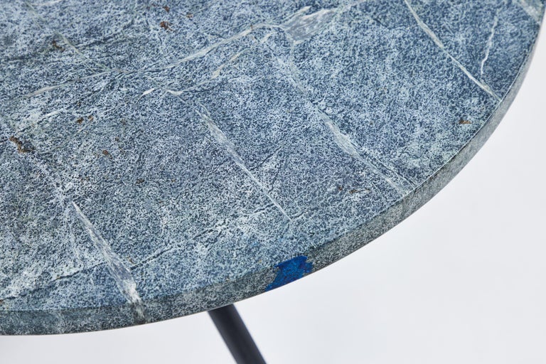 Custom Made Iron Coffee Table with New Round Soapstone Top For Sale at ...