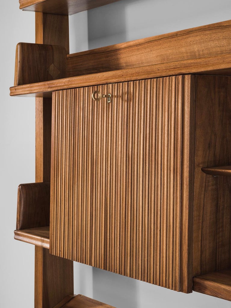 Custom-Made Italian Walnut Library, 1940s For Sale at 1stDibs