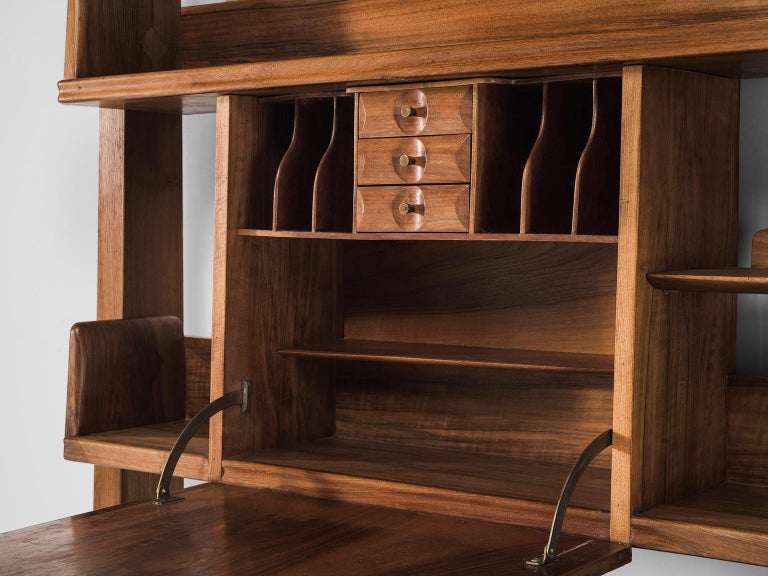 Custom-Made Italian Walnut Library, 1940s For Sale at 1stDibs