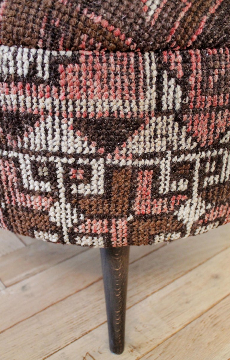 Custom Made Kilim Rug Round Ottoman at 1stDibs