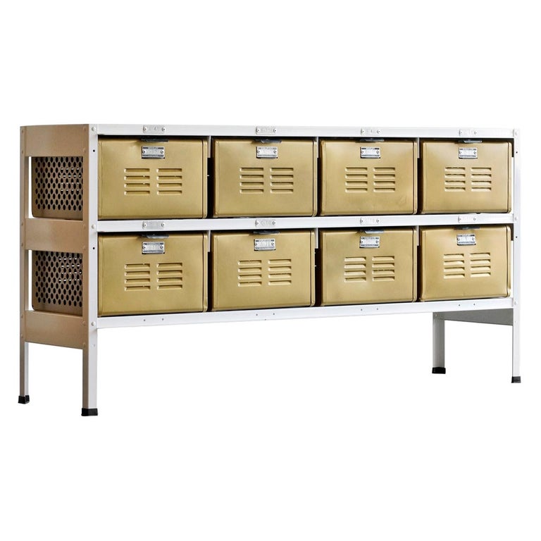 Custom Made Locker Basket Unit in Sun Gold and White For Sale at 1stDibs