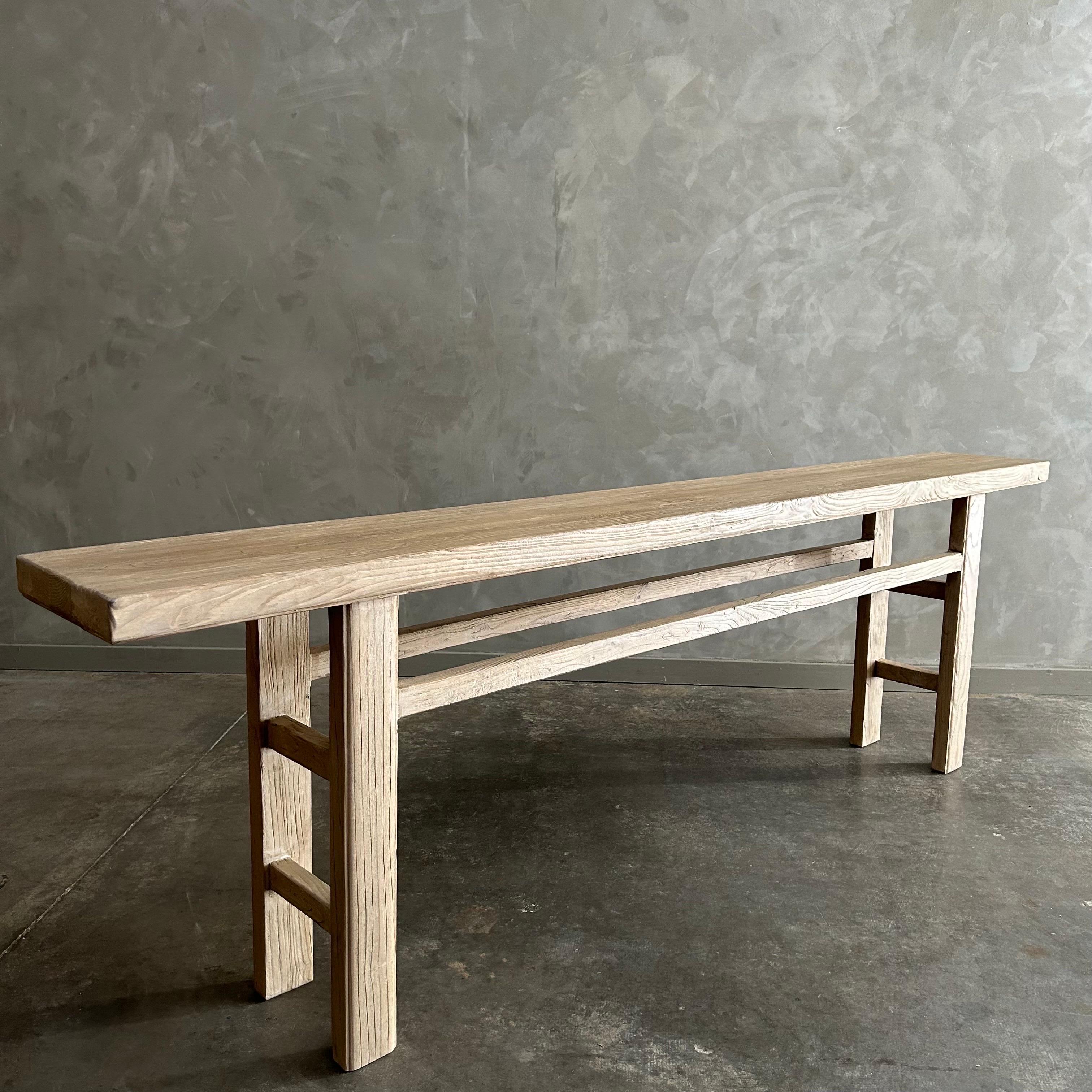 Custom Made Long Elm Wood Console Table 108" For Sale at 1stDibs
