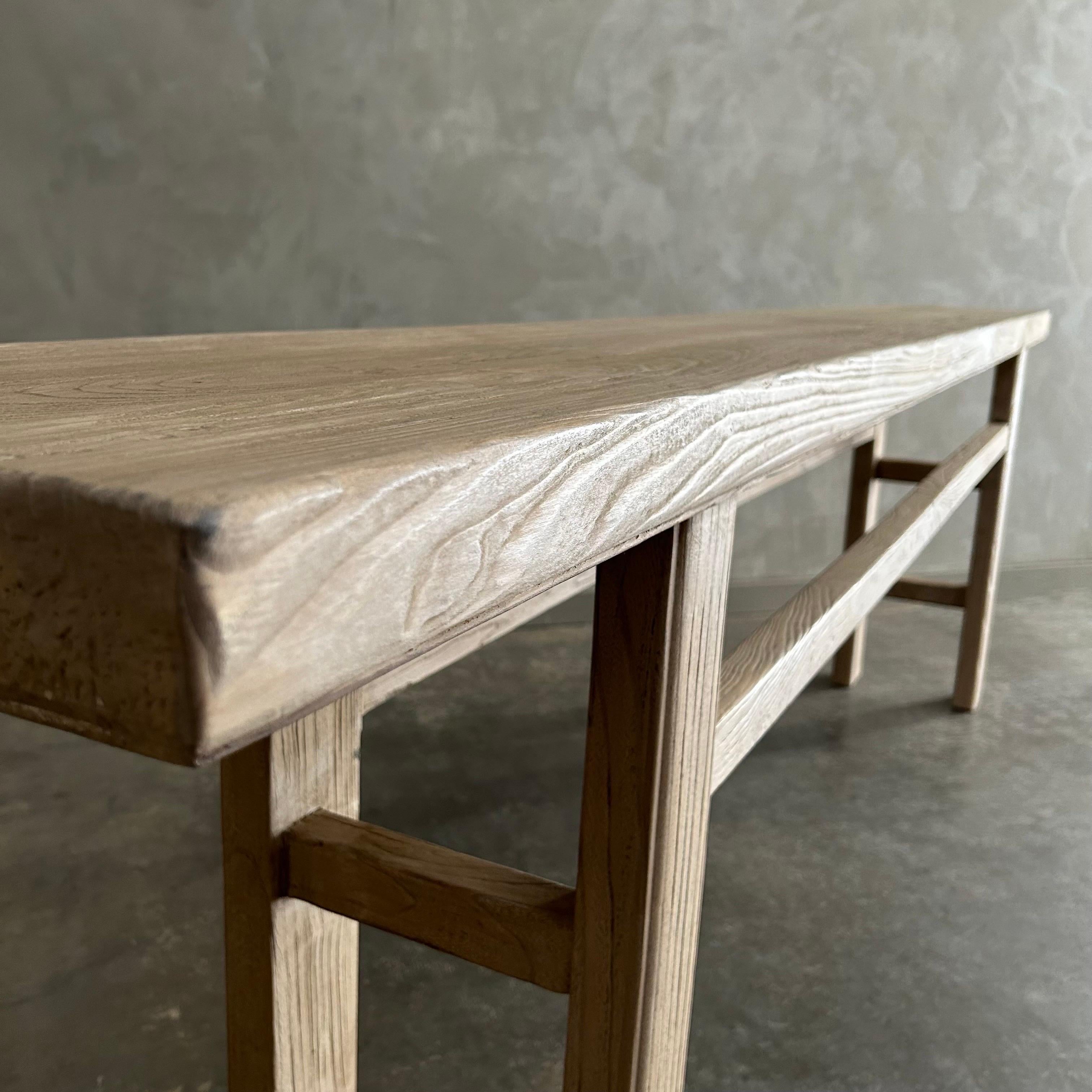 Custom Made Long Elm Wood Console Table 108" For Sale at 1stDibs