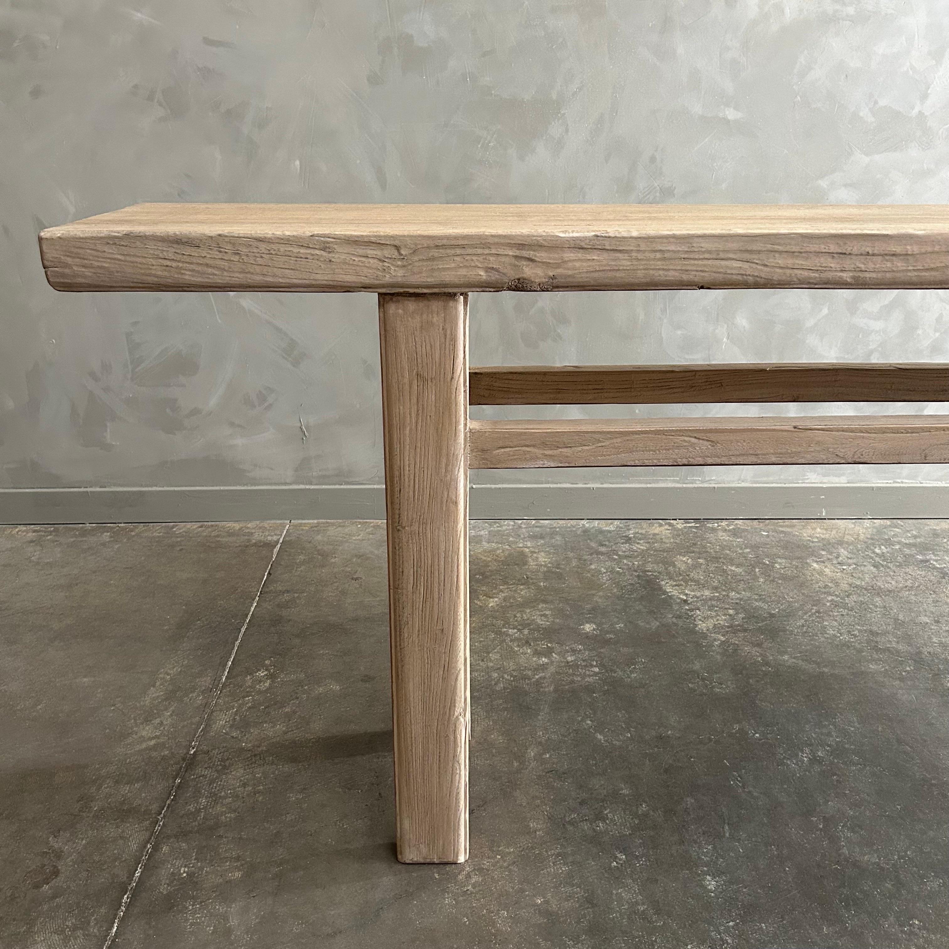 Custom Made Long Elm Wood Console Table 108" For Sale at 1stDibs