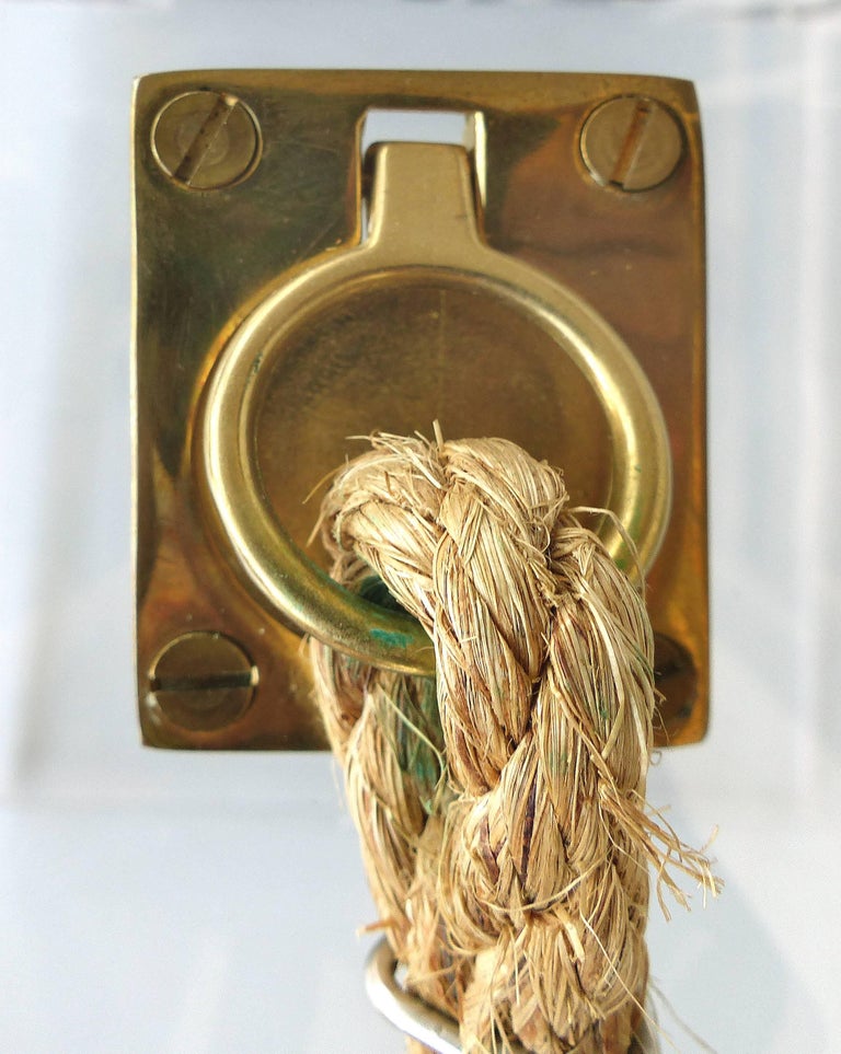 Custom Made Lucite Bench with Brass Nautical Rope Handles For Sale at ...