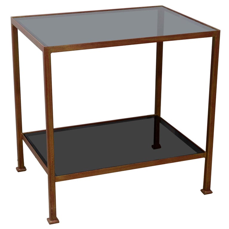 Marcelo Side Table with Dark Grey Glass For Sale at 1stDibs